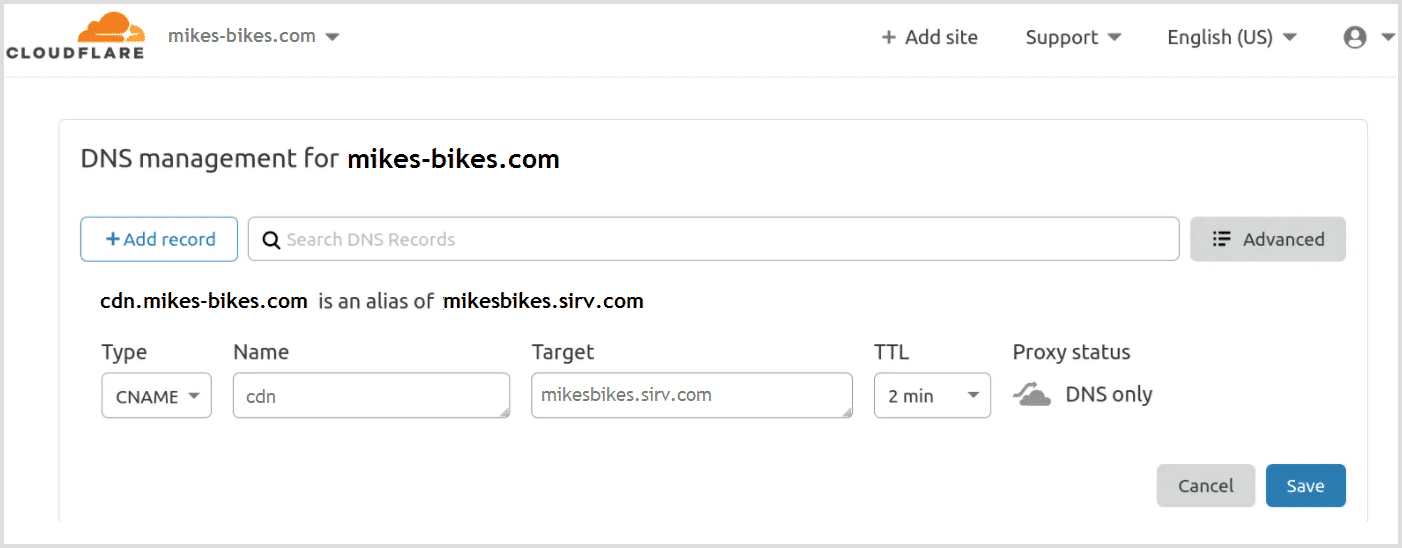 How To Configure Cloudflare Cname For A Sirv Custom Domain